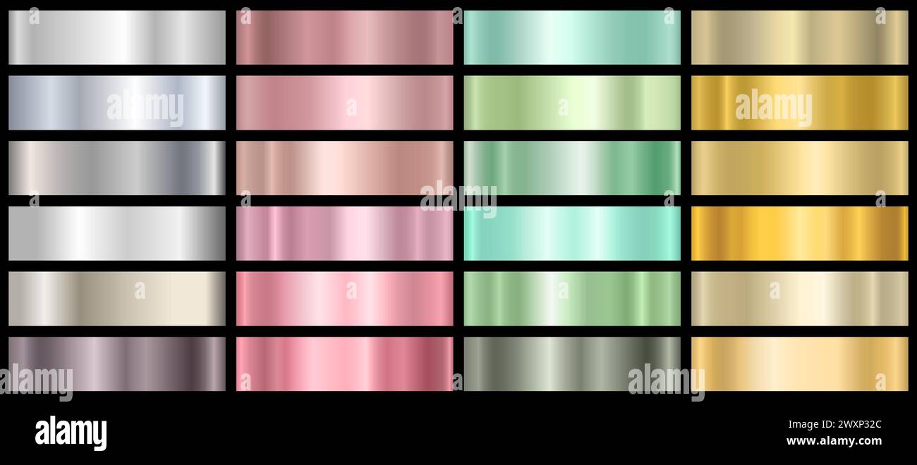A set of colored metal gradients. Effects for the design of text and ...