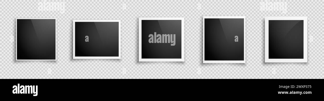 A set of five realistic photo frames with highlights Stock Vector Image ...