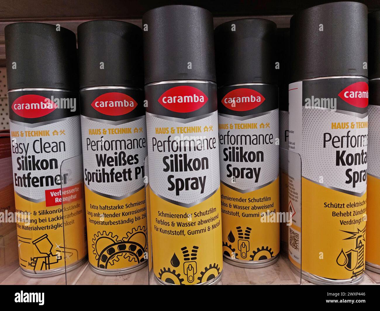 different Caramba spray bottles in a hardware store Stock Photo - Alamy