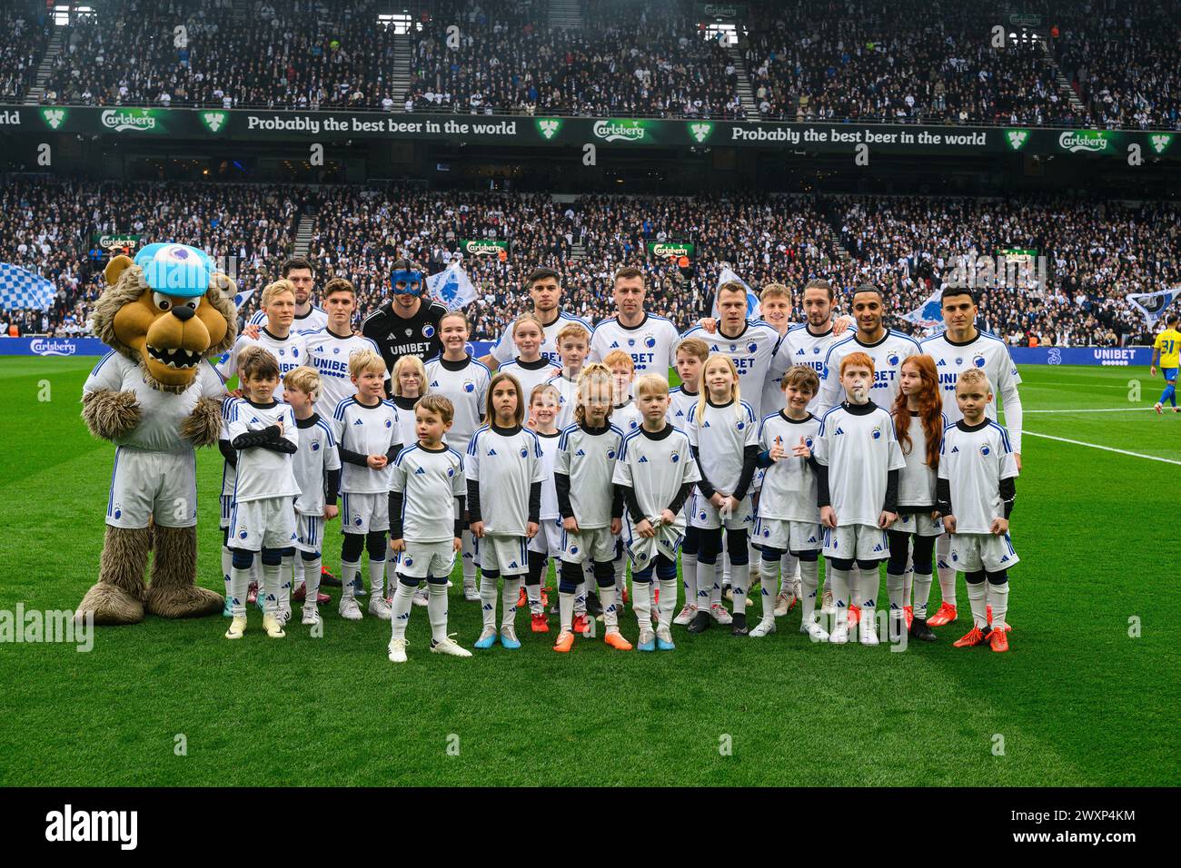 Copenhagen, Denmark. 01st Apr, 2024. The players of FC Copenhagen line ...