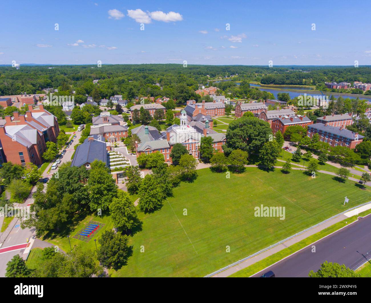 Academy Building of Phillips Exeter Academy aerial view in historic ...