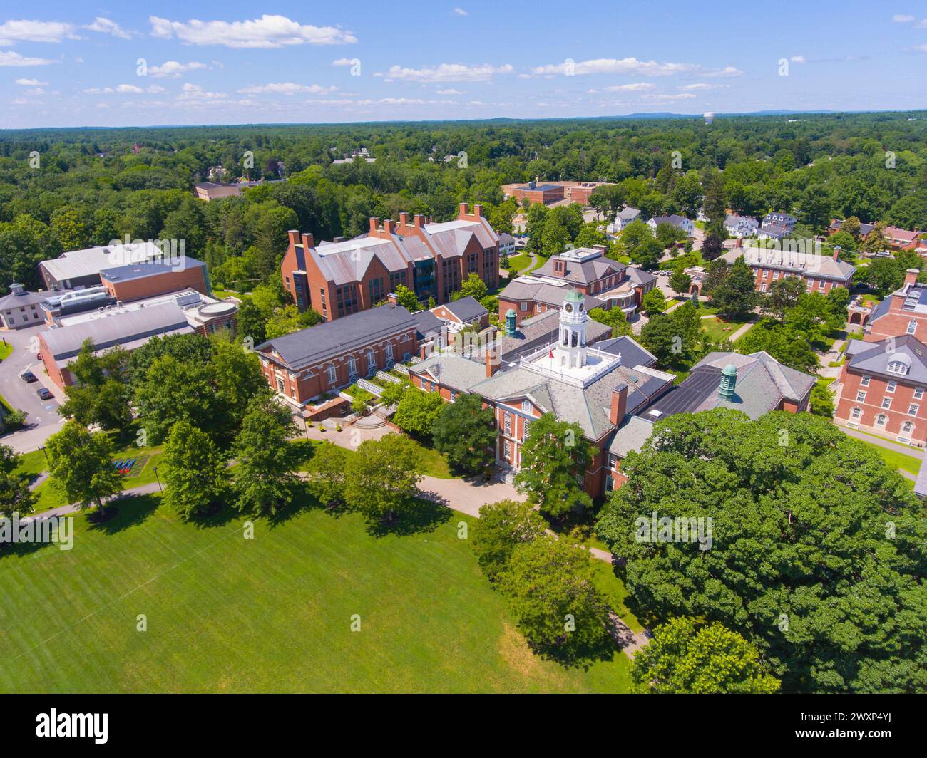 Academy Building of Phillips Exeter Academy aerial view in historic ...