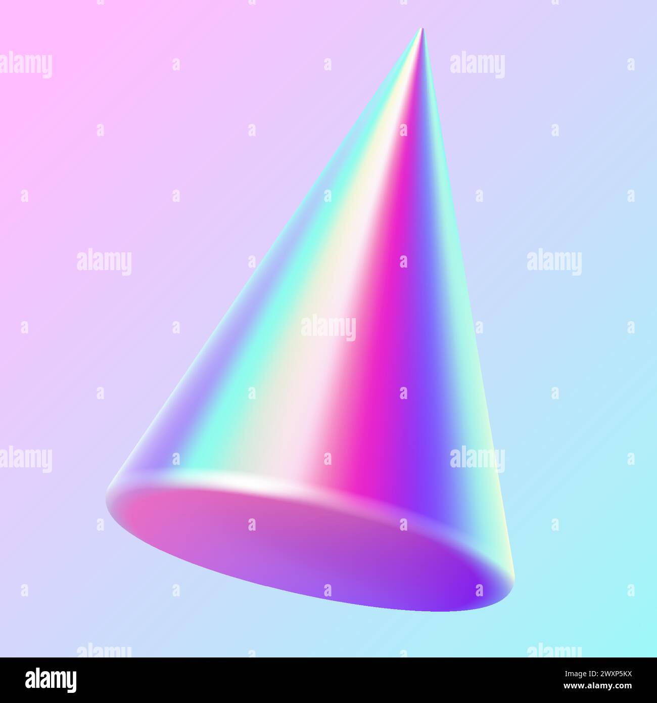 Shimmering holographic cone figure realistic vector illustration ...