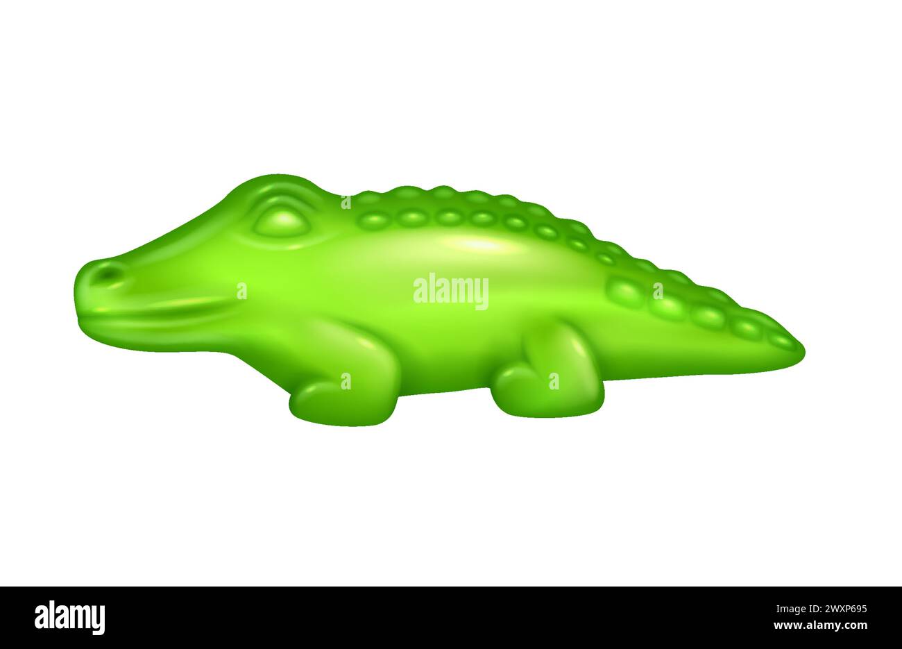 Cute gummy crocodile 3d realistic vector illustration. Reptile shaped ...