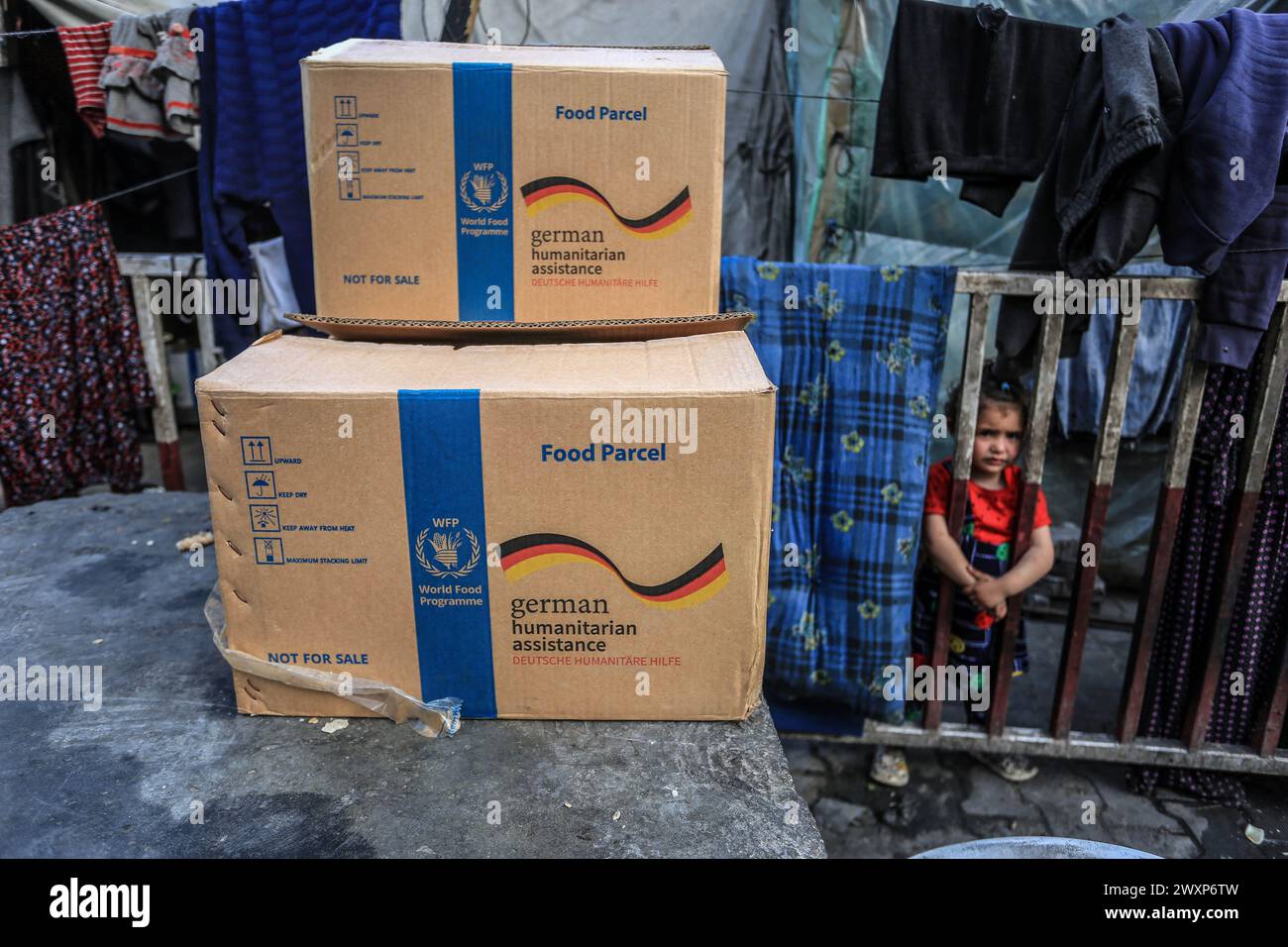 Rafah, Palestinian Territories. 01st Apr, 2024. German food parcels ...
