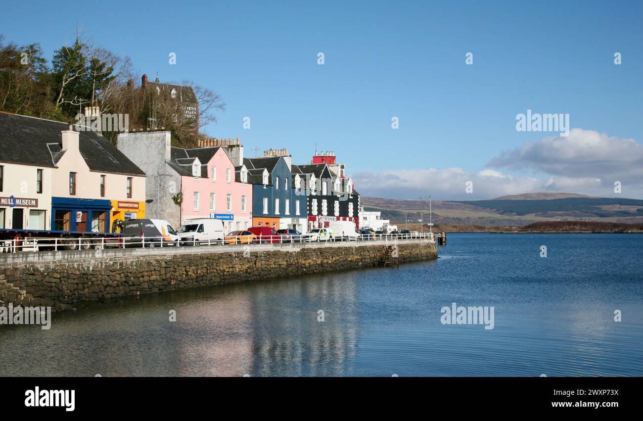 A view of Tobermory in the spring sunshine, Isle of Mull, Argyll and ...