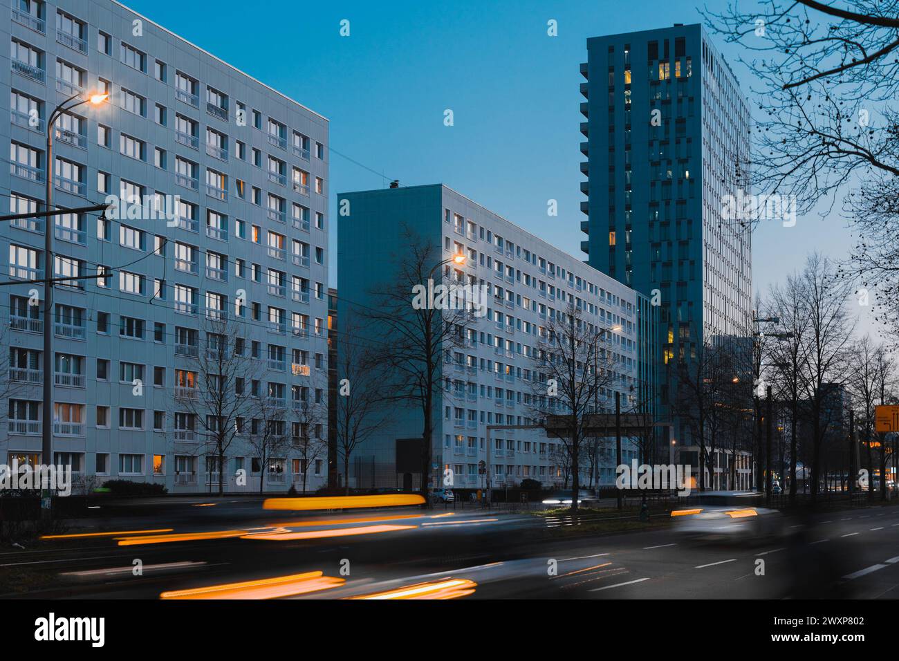 Office buildings and skyscrapers on one of the main roads in the berlin ...