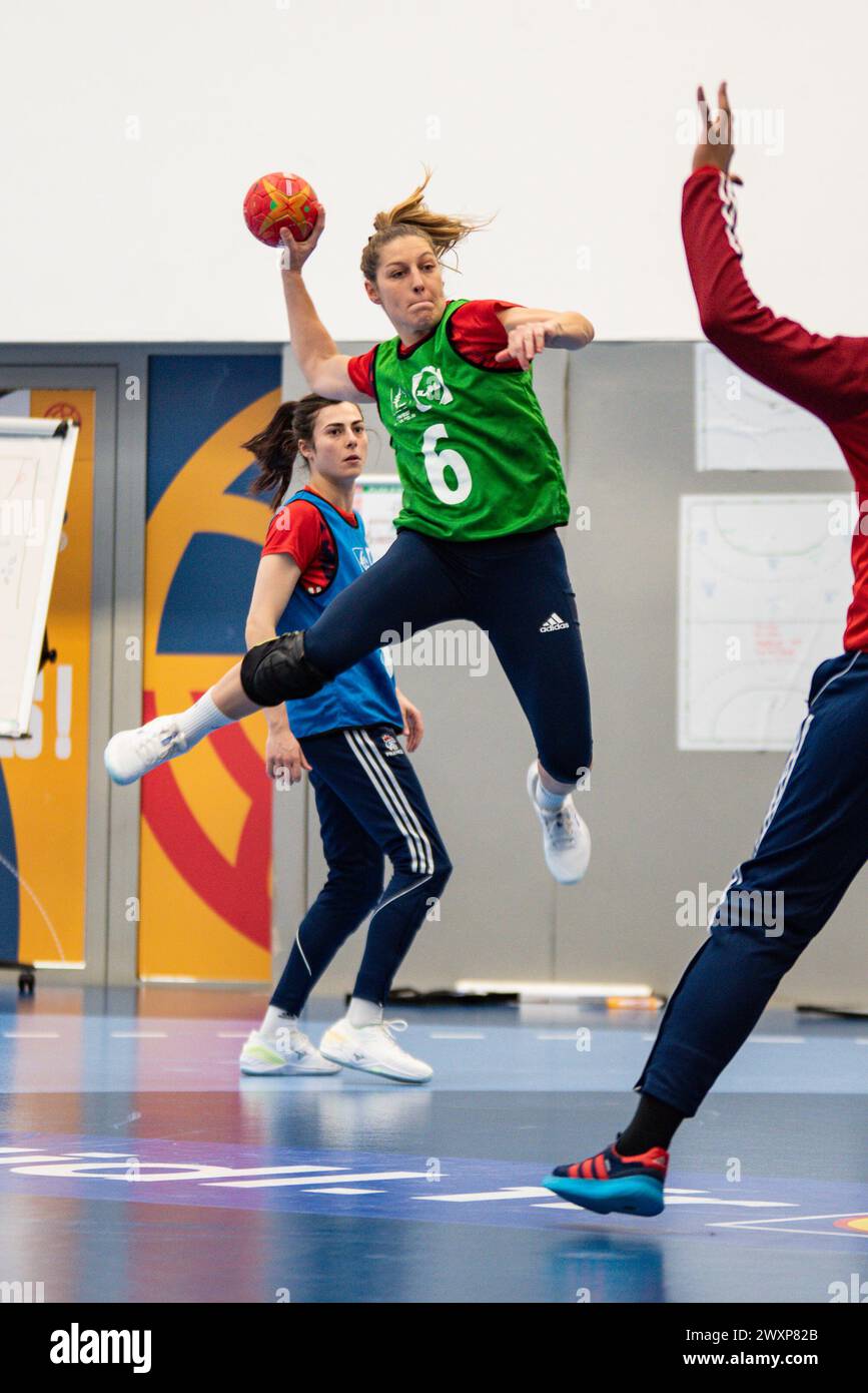 Chloe Valentini of France controls the ball during the training of the ...