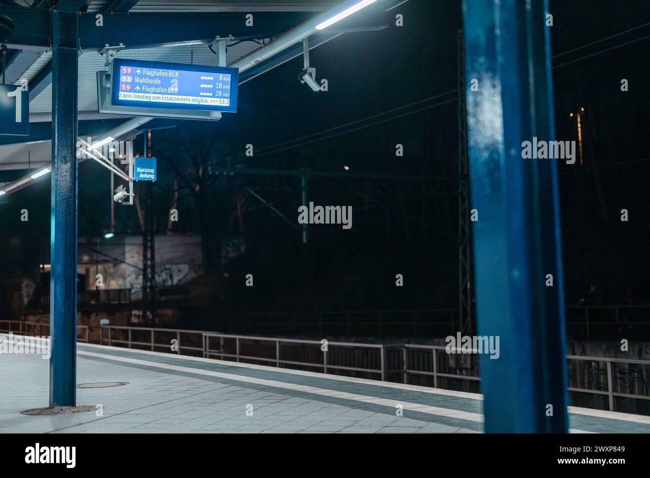 Train platform of S bahn system in Berlin, Germany with visible led ...