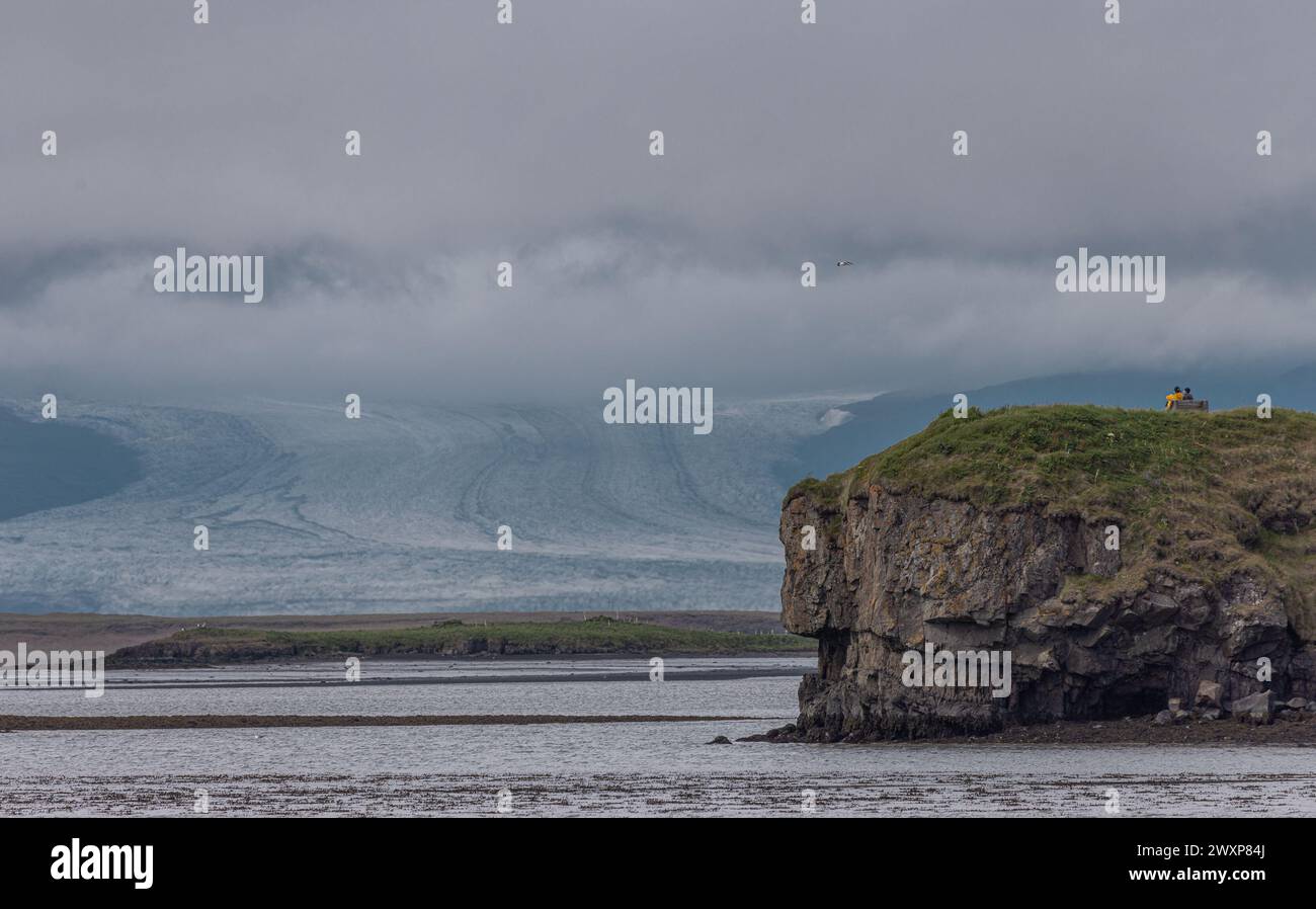 Frontal view of amazing icelandic glacier at hoffell, visible the ...