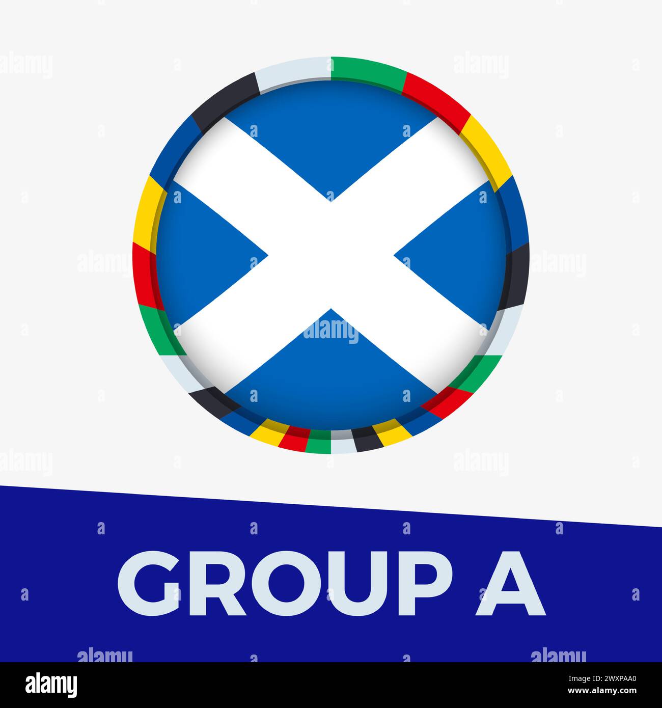 Scotland flag stylized for European football tournament 2024. Circle ...
