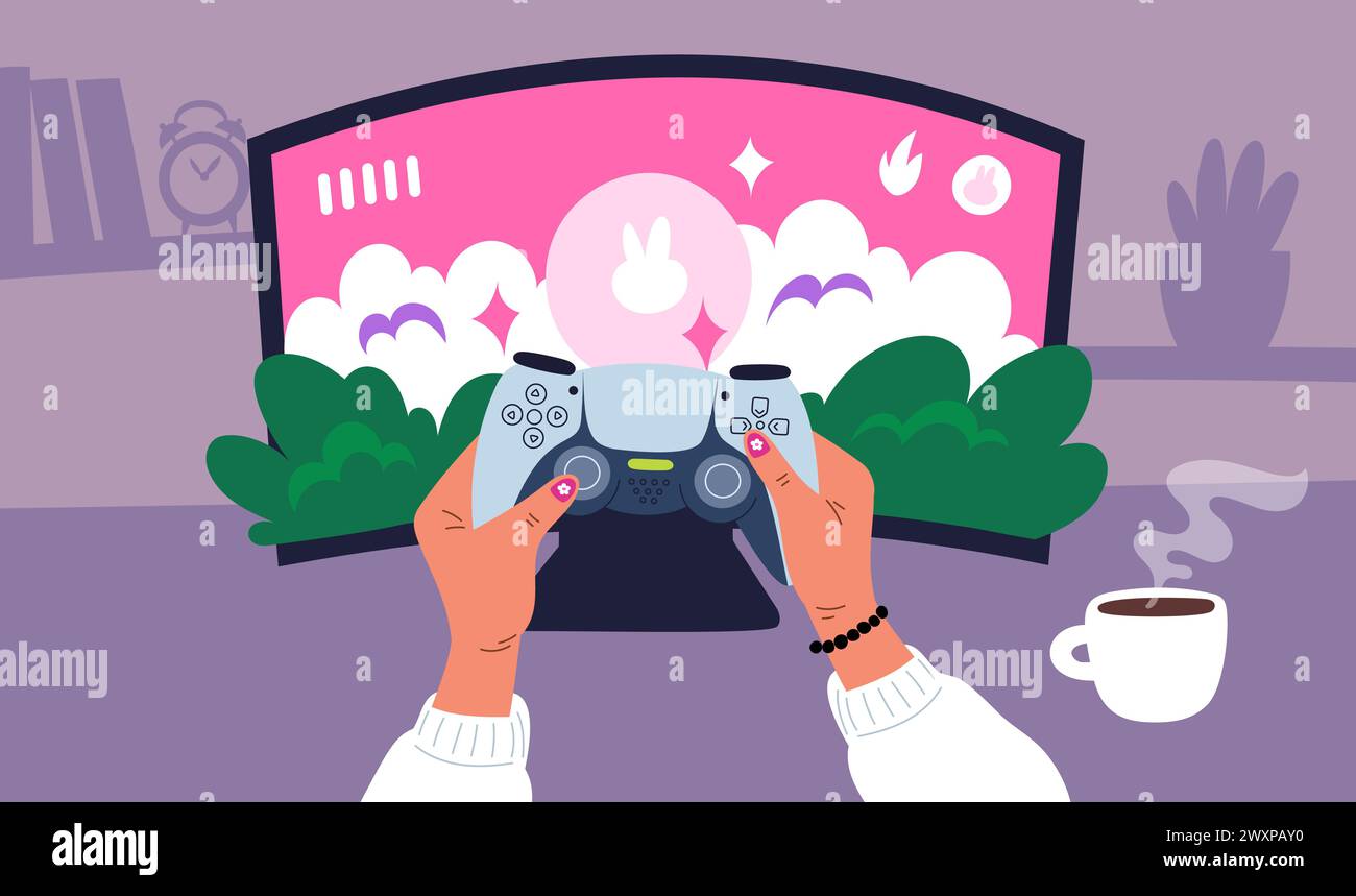Holding video game controller Stock Vector Images - Alamy