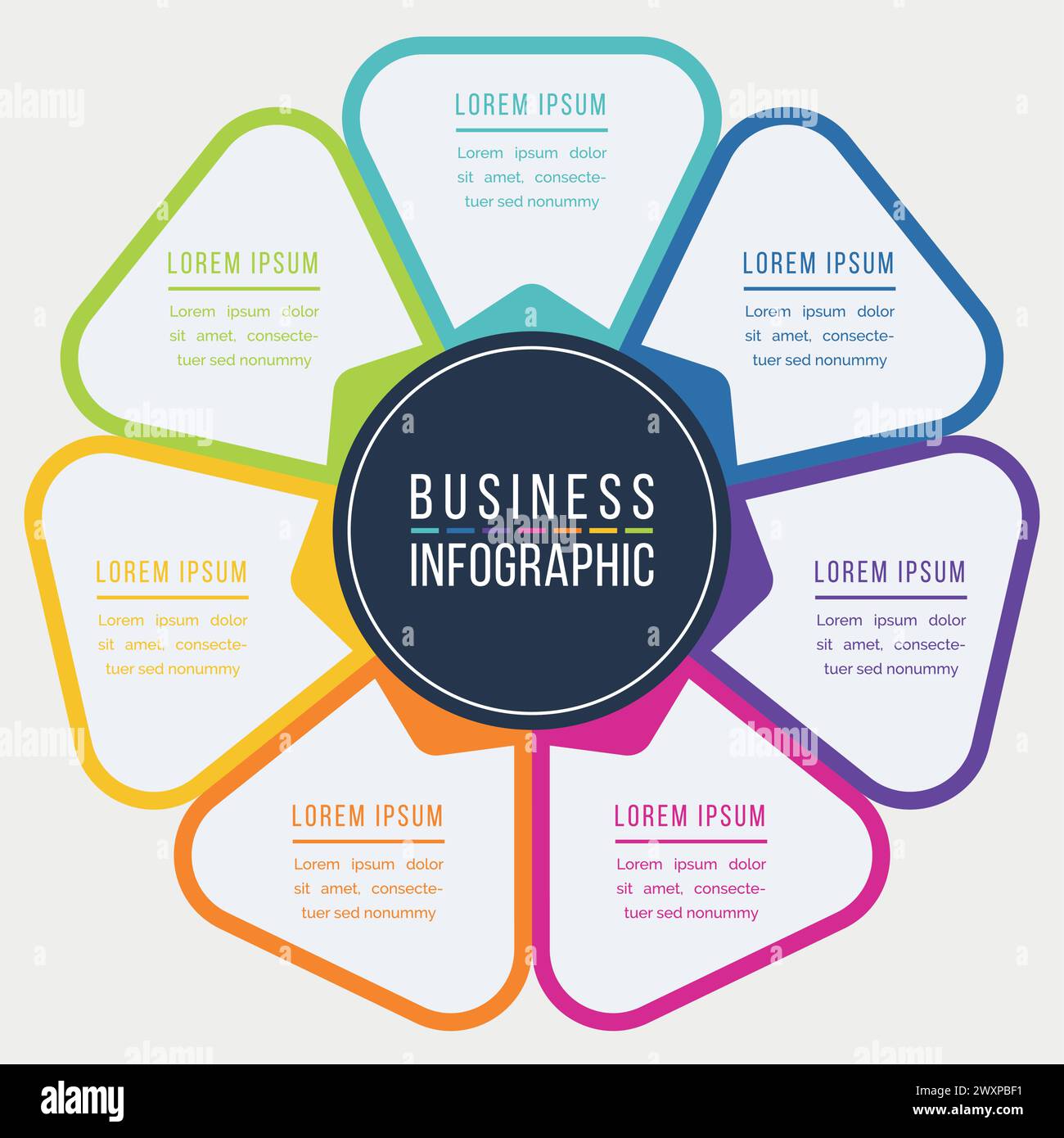 Business Infographic circle design 7 steps, objects, options or ...