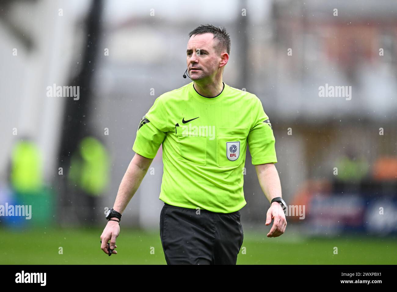 Referee Ross Joyce during the Sky Bet League 1 match Blackpool vs ...