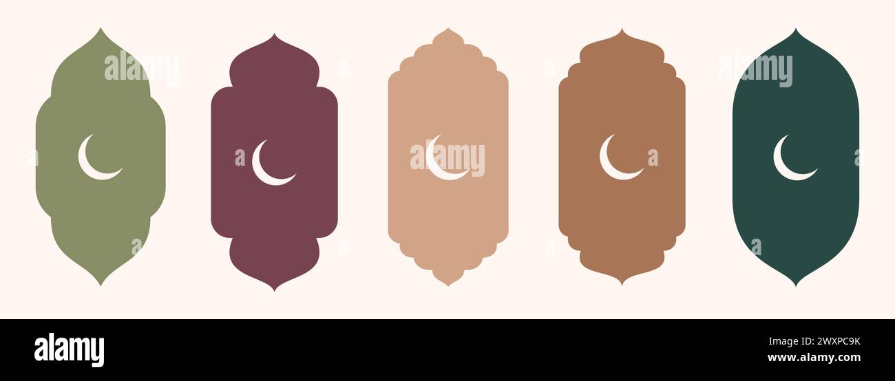 Shape Islamic door and window silhouette Arabic arch with crescent moon ...