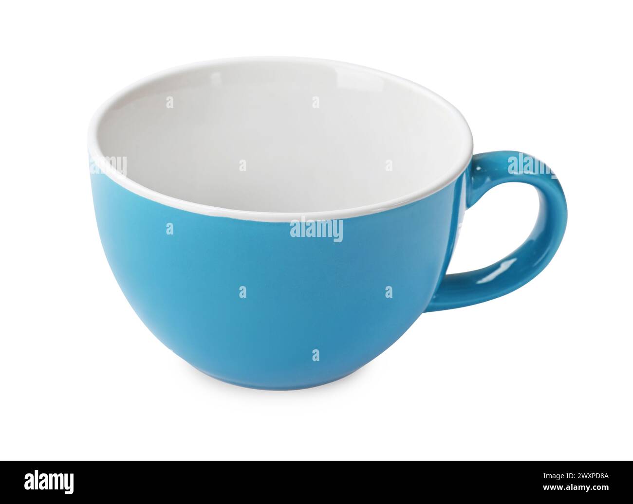 Light blue ceramic cup isolated on white Stock Photo - Alamy