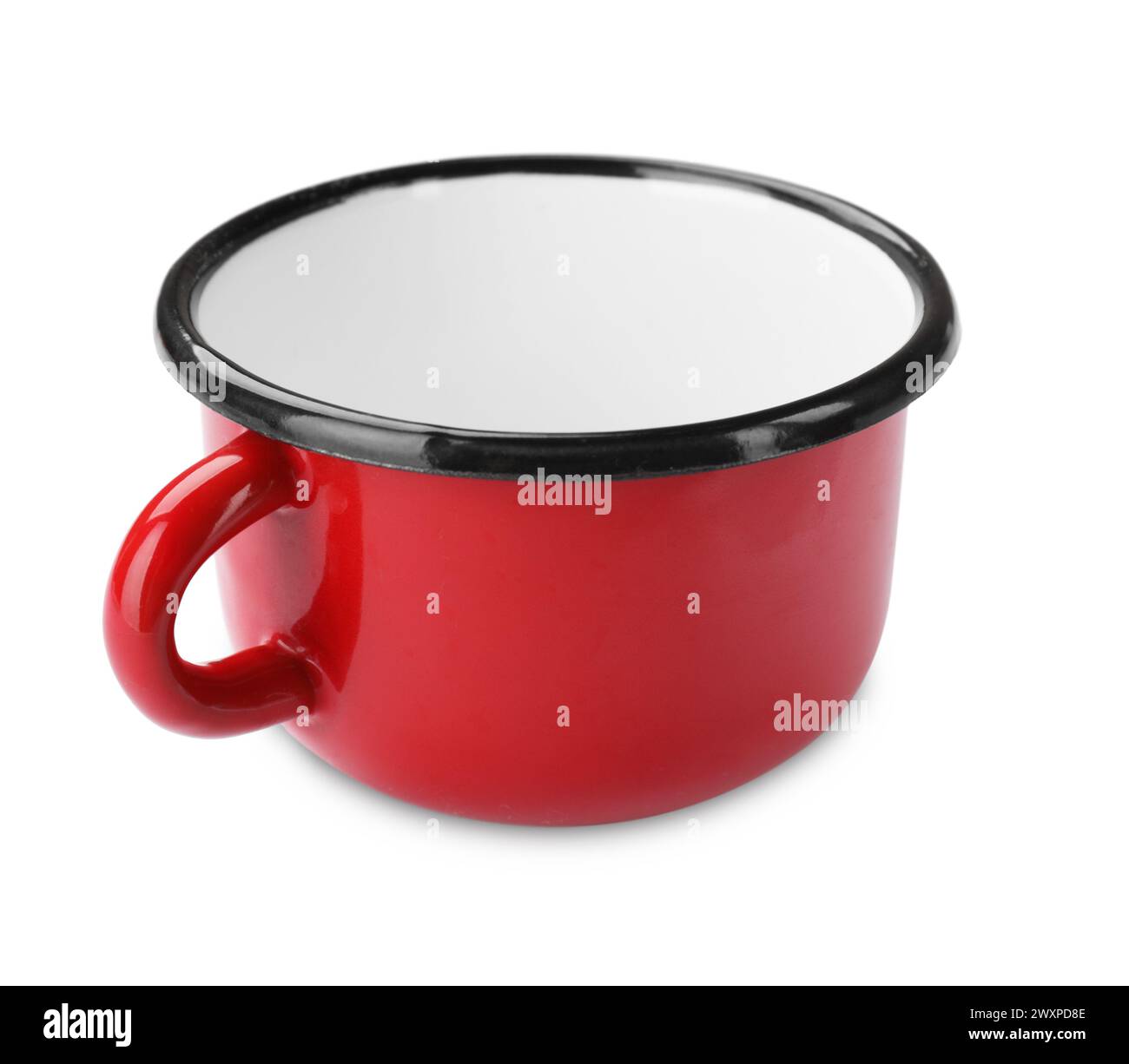 One red ceramic cup isolated on white Stock Photo - Alamy