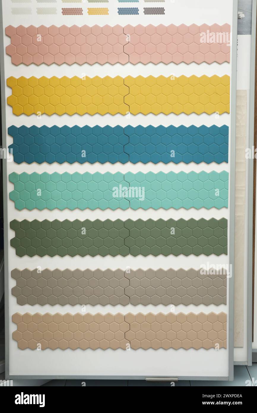 Samples of tile colors display in store Stock Photo - Alamy