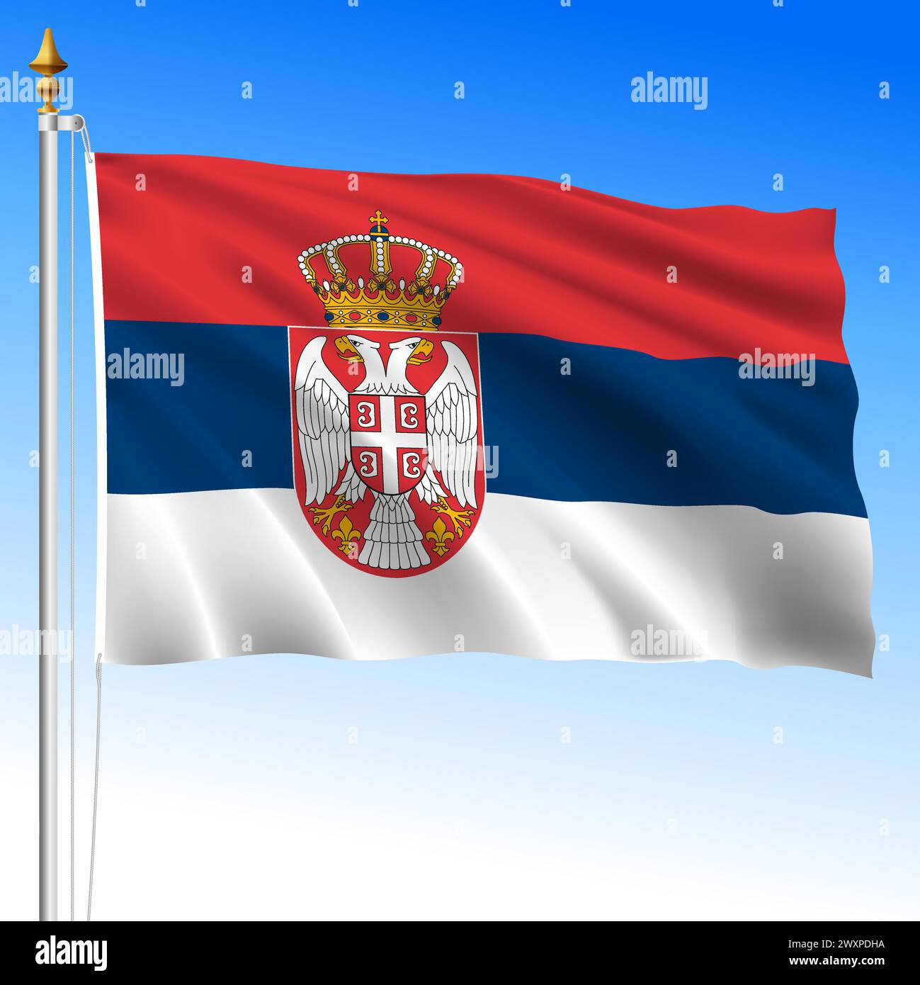 Serbia official national waving flag, european country, vector ...