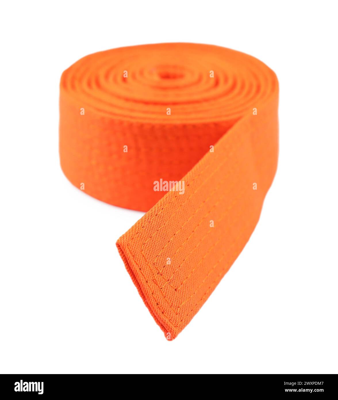 Orange karate belt isolated on white. Martial arts uniform Stock Photo ...