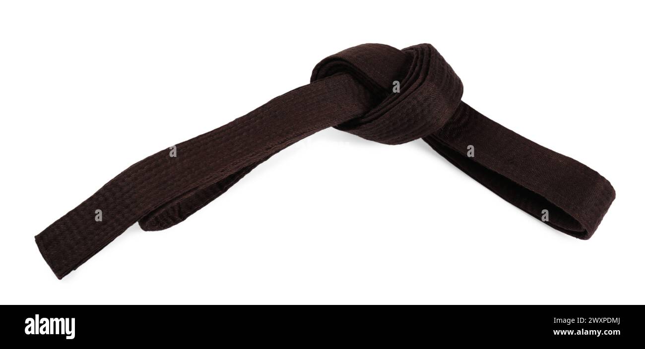 Brown karate belt isolated on white. Martial arts uniform Stock Photo ...