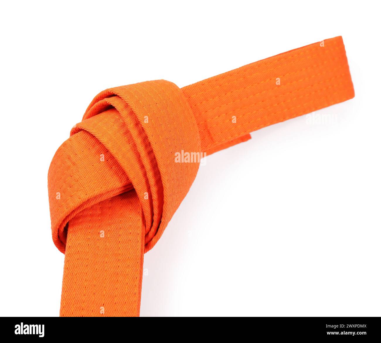 Orange karate belt isolated on white. Martial arts uniform Stock Photo ...