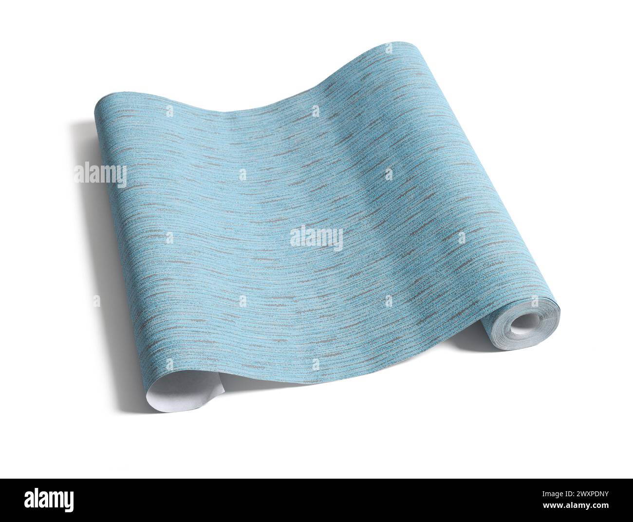 One light blue wallpaper roll isolated on white Stock Photo - Alamy