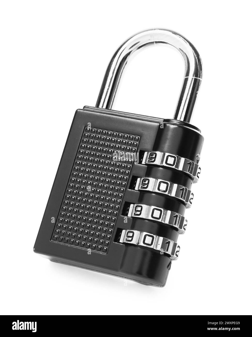 Locked steel combination padlock isolated on white Stock Photo - Alamy
