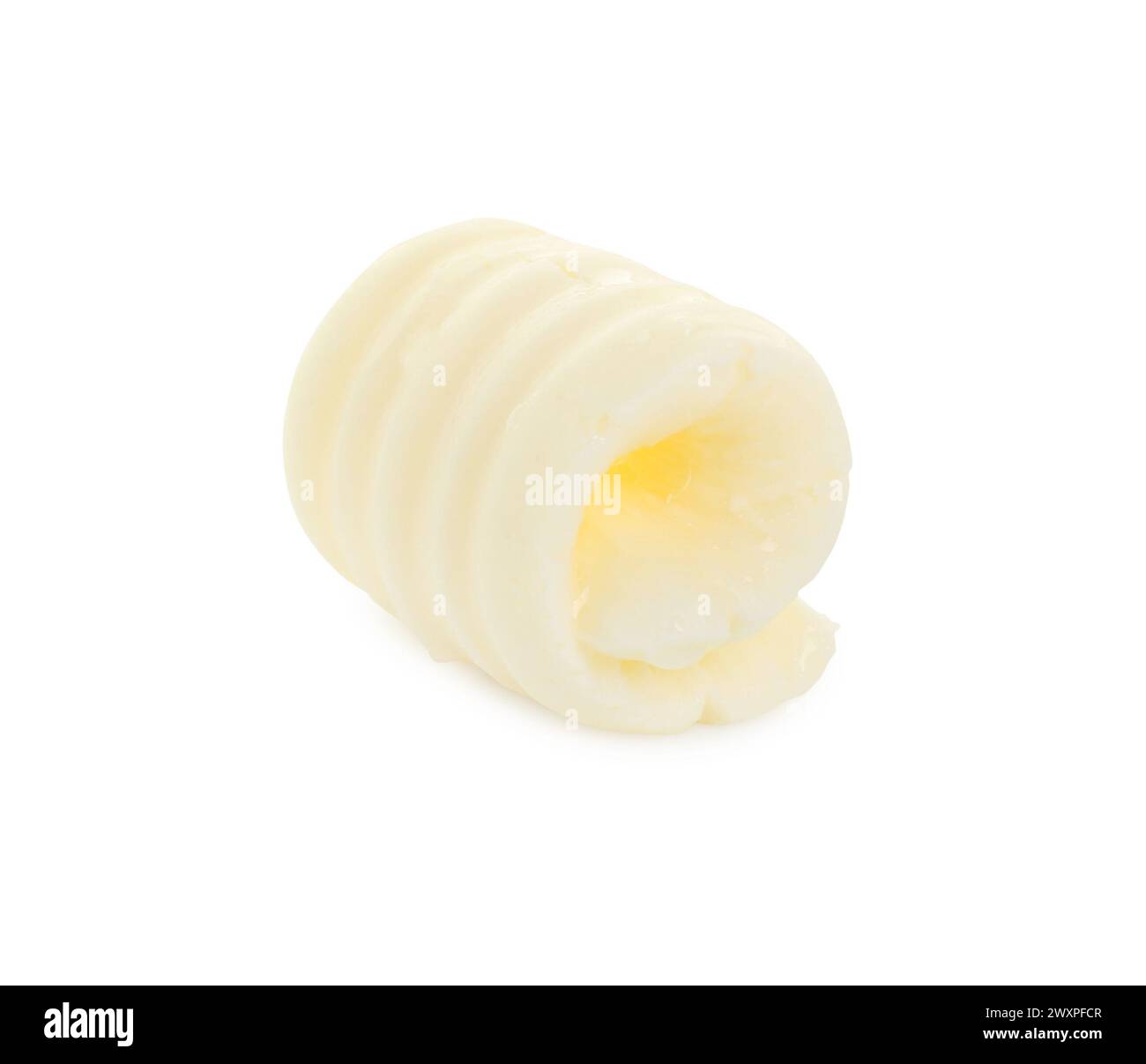 One tasty butter curl isolated on white Stock Photo - Alamy