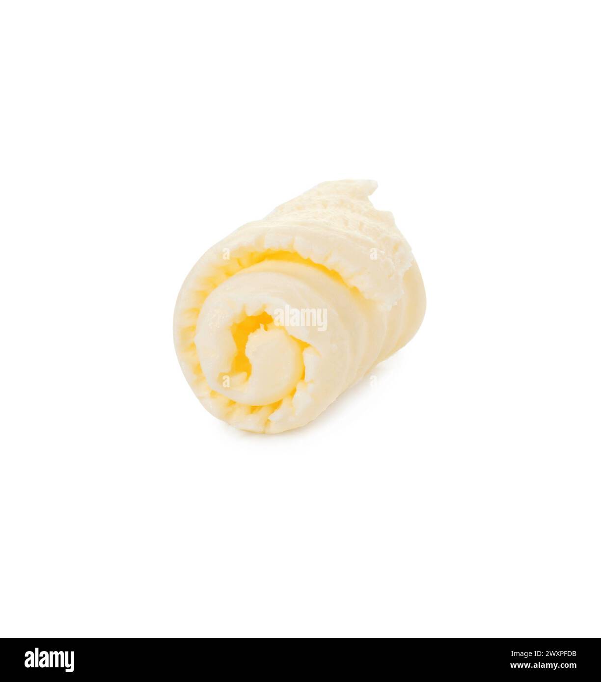 One tasty butter curl isolated on white Stock Photo - Alamy
