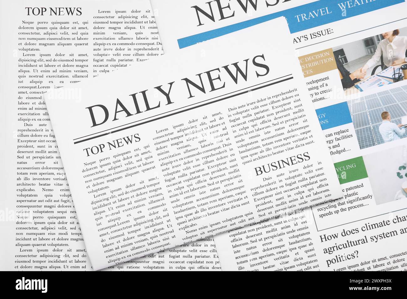 Daily news newspapers as background Stock Photo - Alamy