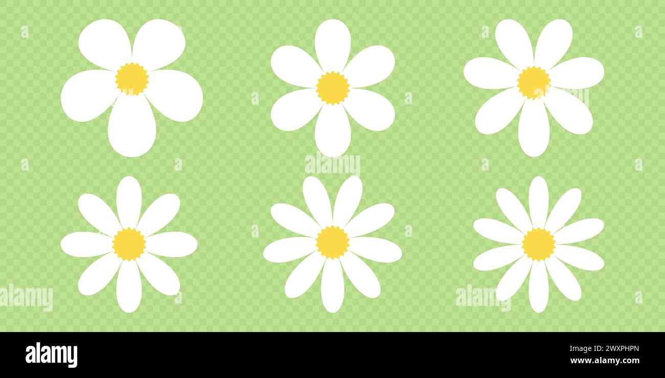 Set of daisy flowers icons isolated. Chamomile vector icon Stock Vector ...