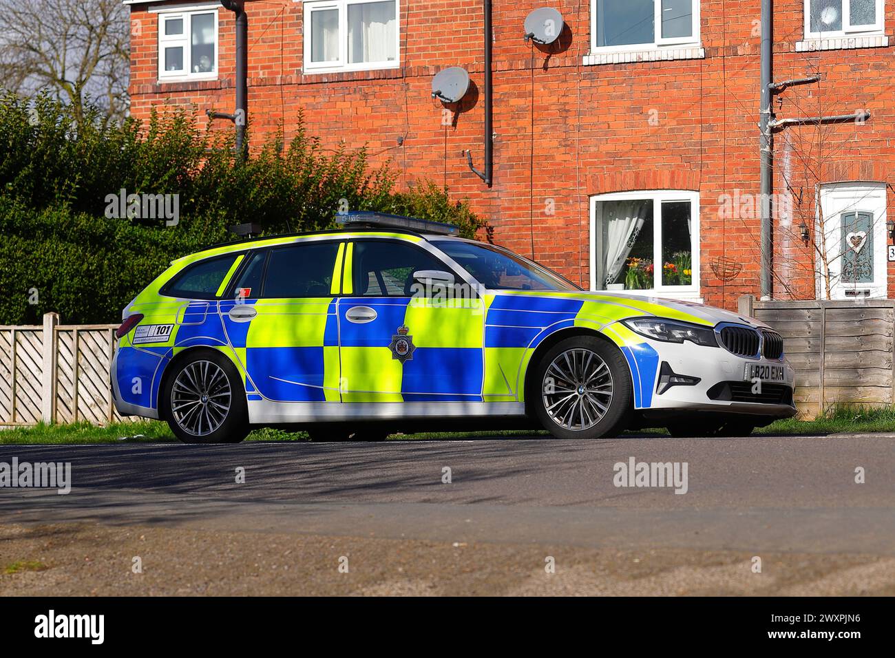 A stationary police vehicle of West Yorkshire Police Force parked on ...