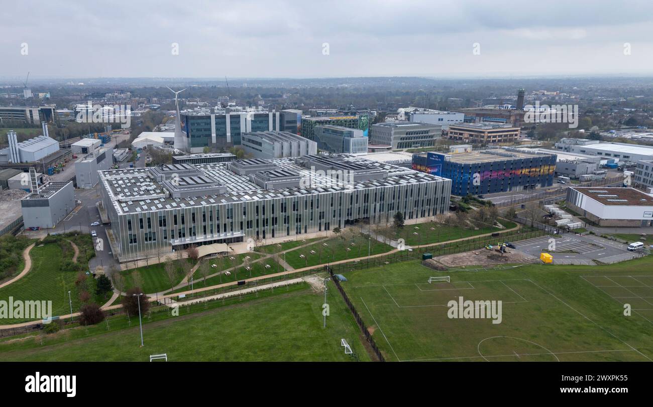 Aerial view of the Sky Studios (Sky Osterley) site in Isleworth, UK ...
