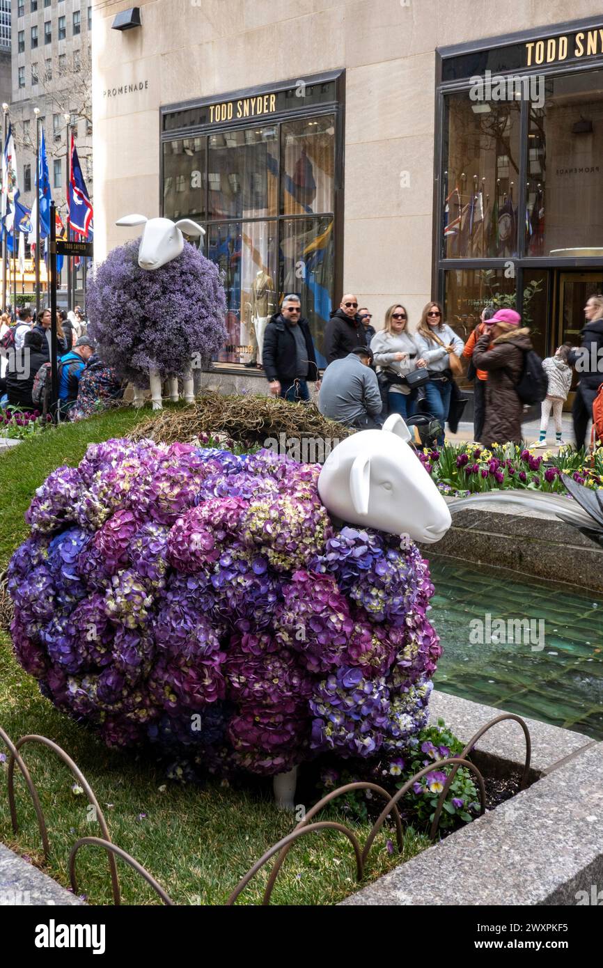 The Easter display at Rockefeller Center, featured floral lamb ...