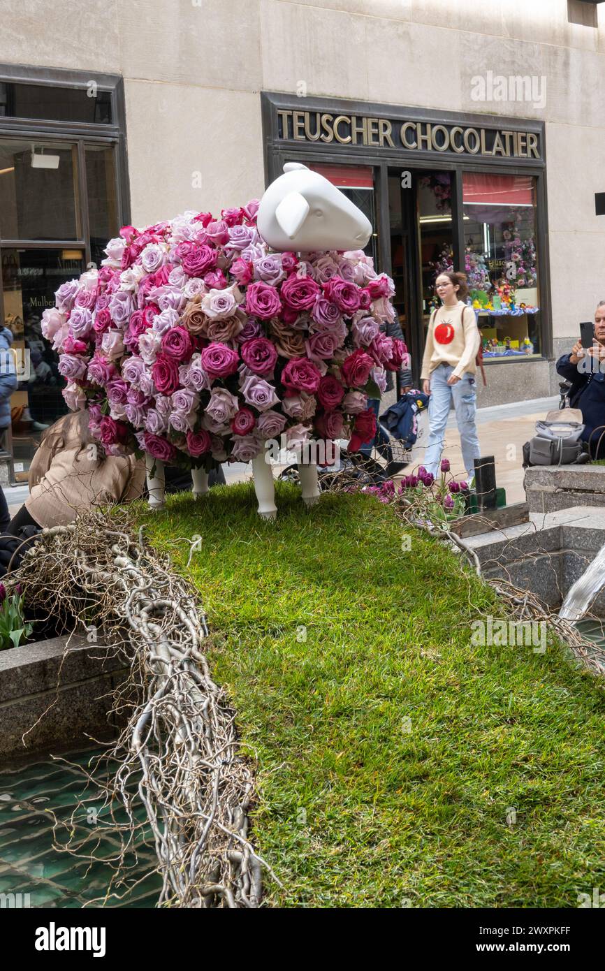 The Easter display at Rockefeller Center, featured floral lamb ...