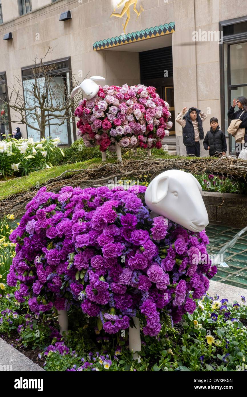 The Easter display at Rockefeller Center, featured floral lamb ...