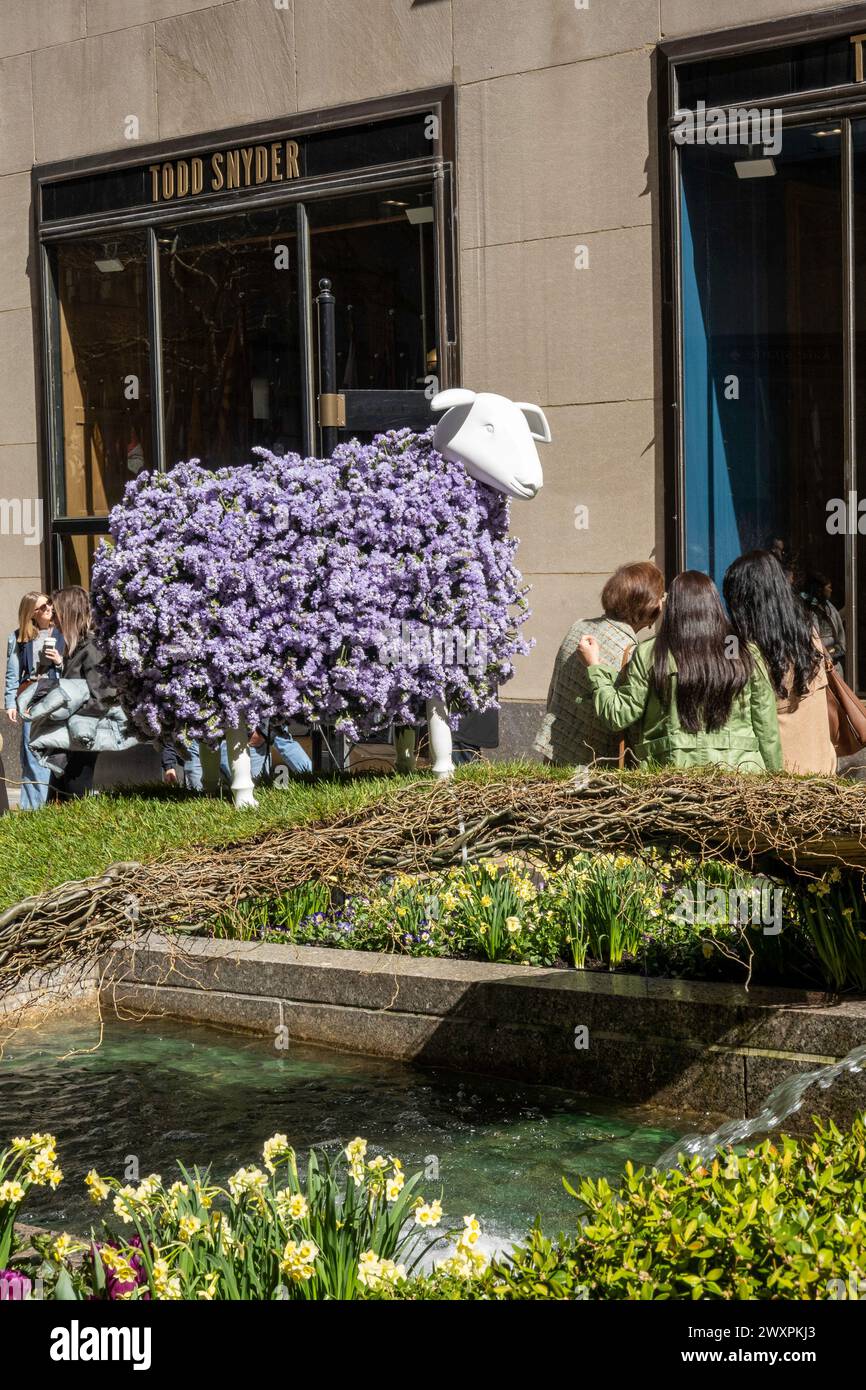 The Easter display at Rockefeller Center, featured floral lamb ...