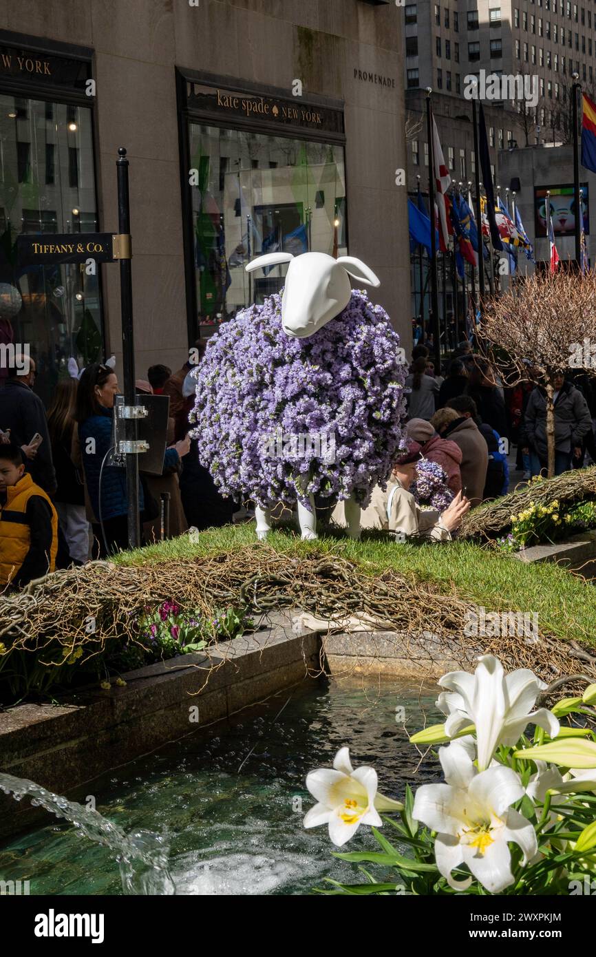 The Easter display at Rockefeller Center, featured floral lamb ...