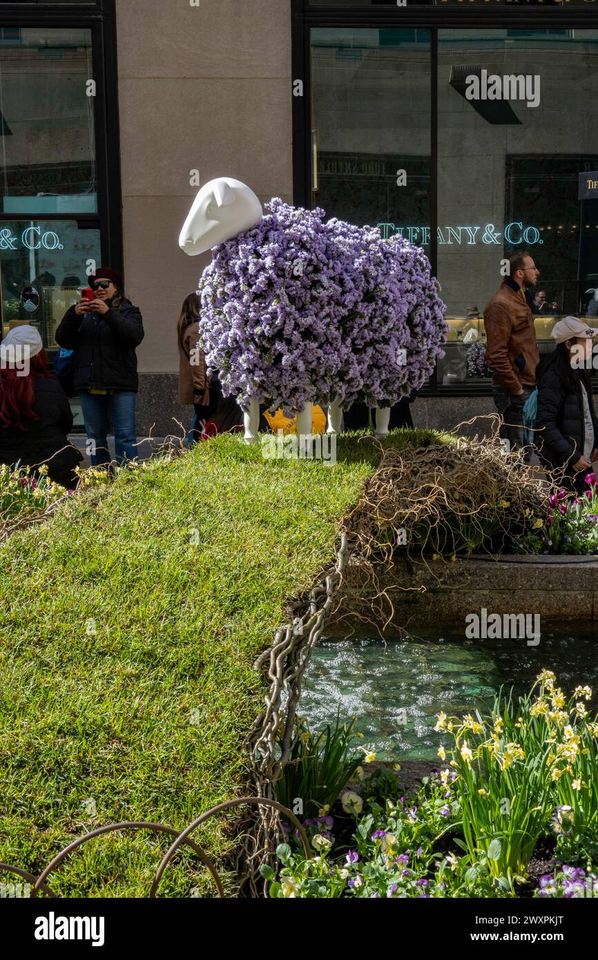 The Easter display at Rockefeller Center, featured floral lamb ...