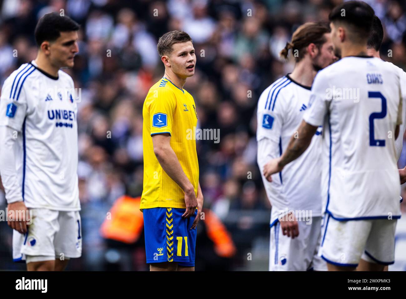 Copenhagen, Denmark. 01st Apr, 2024. Filip Bundgaard (11) of Broendby ...