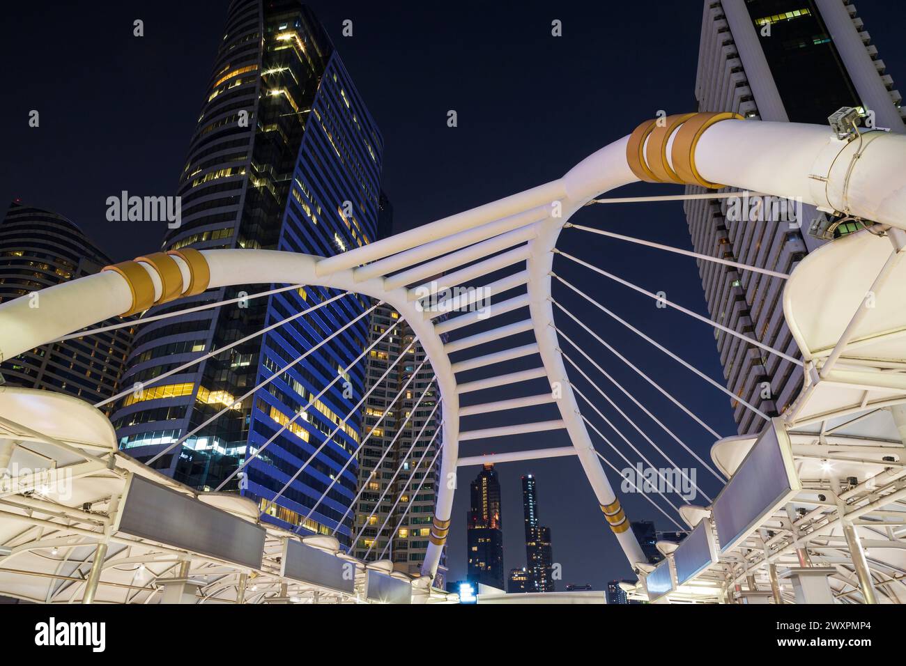 Chong Nonsi Skywalk - illuminated pedestrian walkway bridge arch - and ...