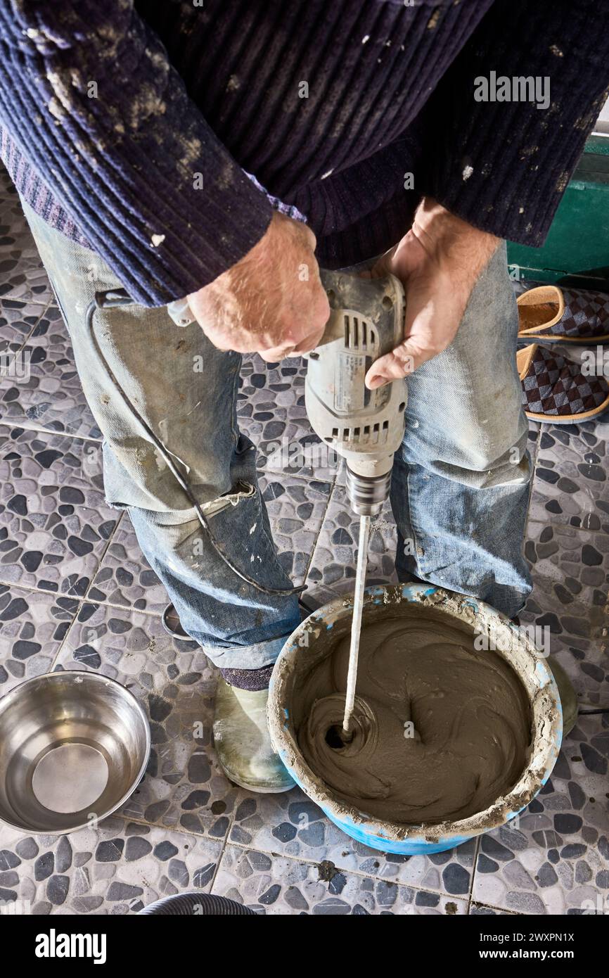 Paddle for mixing tile concrete adhesive grout attachment for power ...