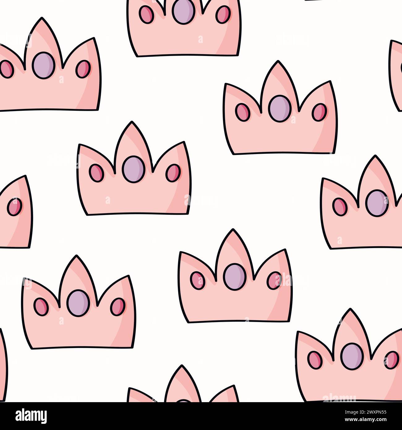 Seamless pattern with Crown on color background. Doodle vector ...