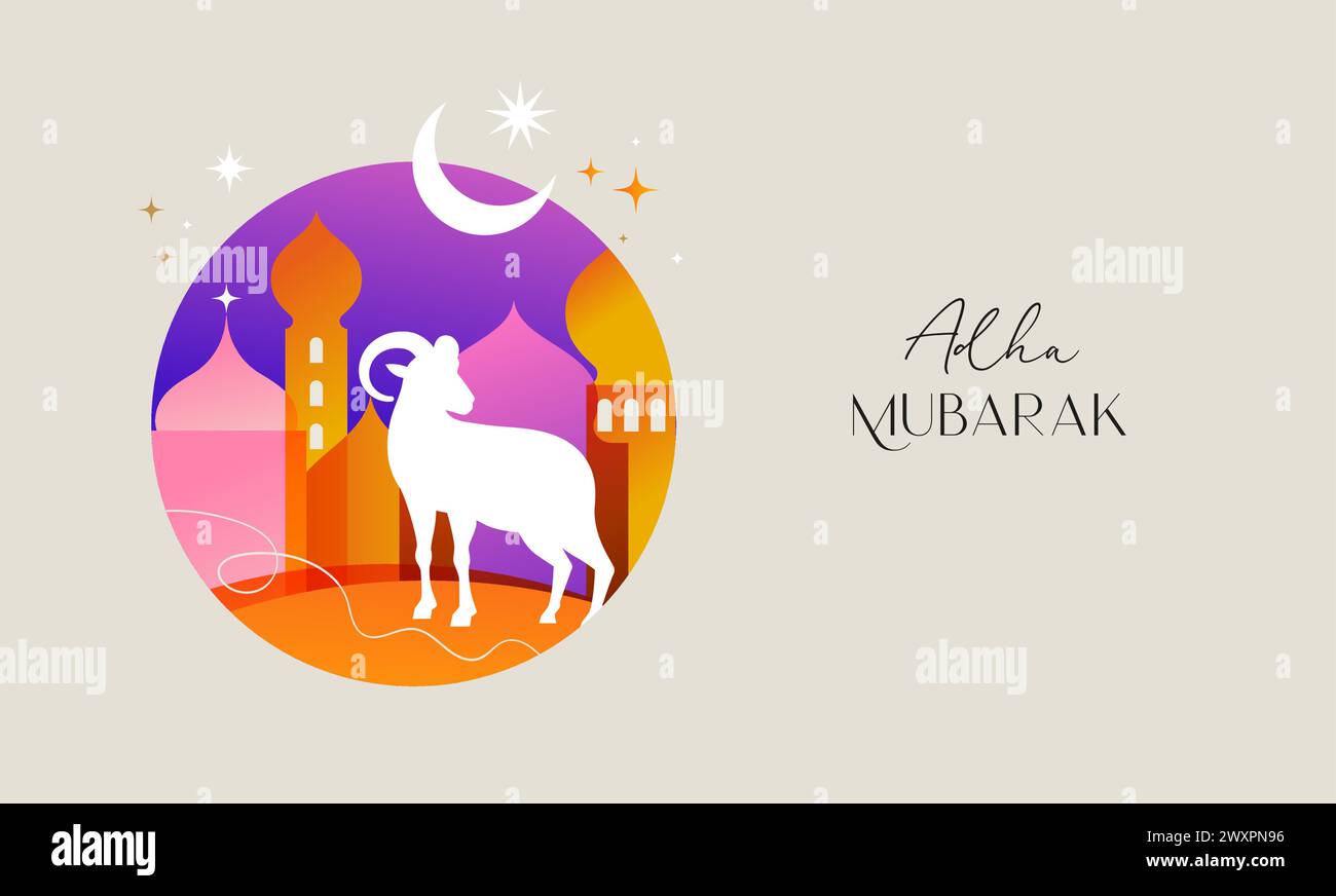Eid Al Adha design. Celebration of Muslim holiday the sacrifice ...