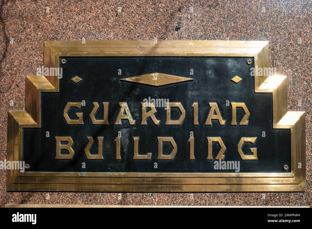 The sign on the landmark Guardian Building in downtown Detroit ...