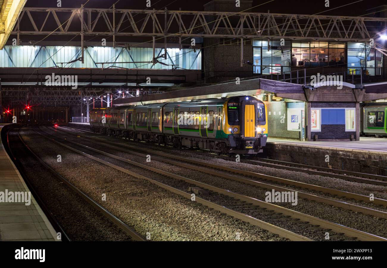 London Midland Siemens Desiro class 350 electric multiple unit train 350118 at Stafford railway ...