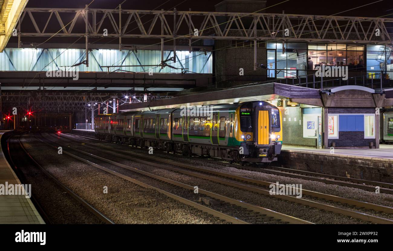 London Midland Siemens Desiro class 350 electric multiple unit train 350118 at Stafford railway ...