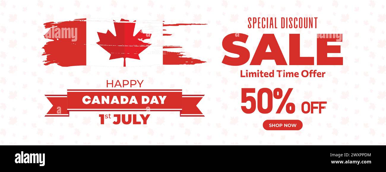 Canada Day Sale Web Banner. Happy Canada Independence Day Mega Big Sale ...
