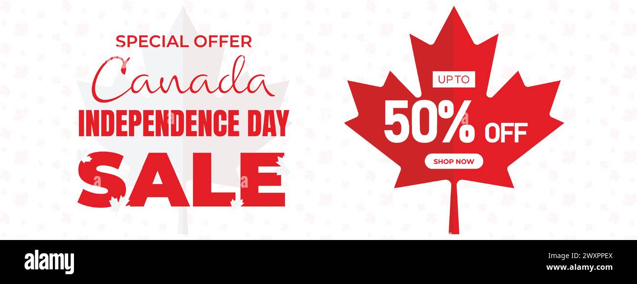 Canada Day Sale Web Banner. Happy Canada Independence Day Mega Big Sale ...